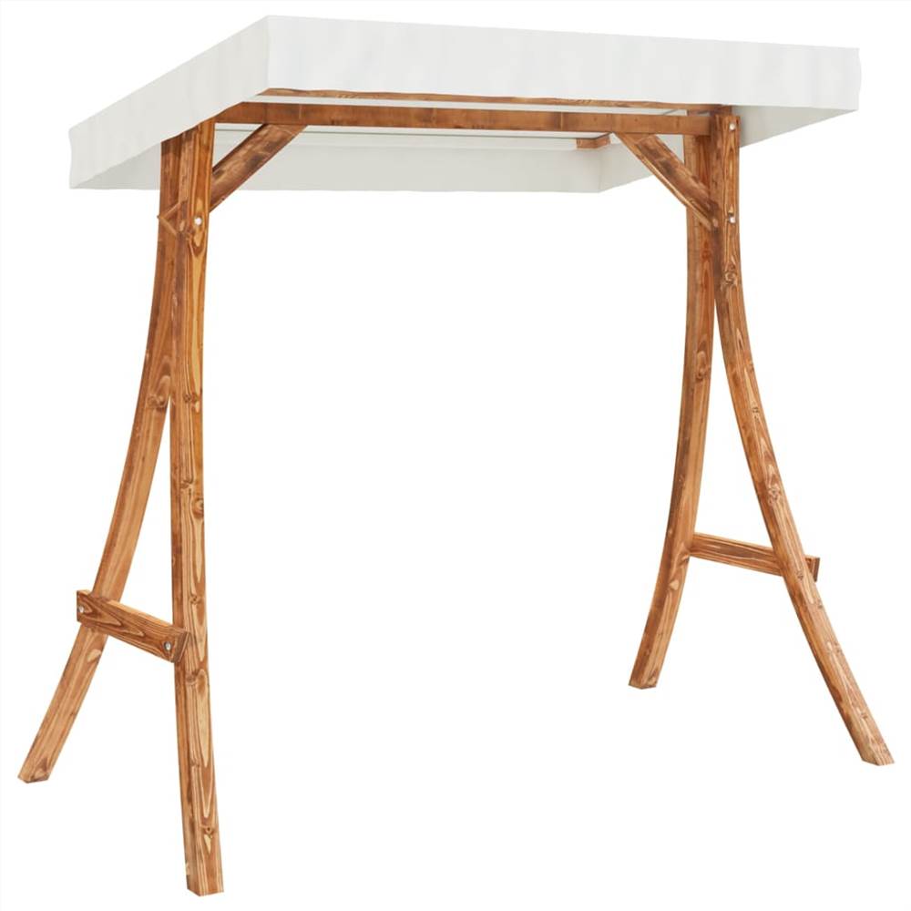 Swing Frame with Cream Roof Solid Spruce Wood with Teak Finish