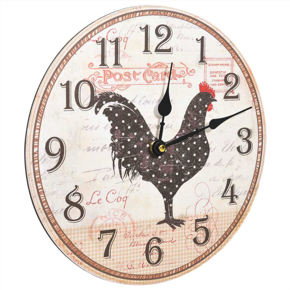 Wall Clock with Chicken Design Multicolour 30 cm MDF