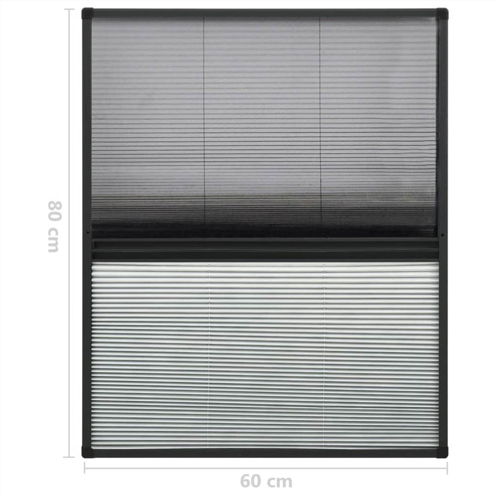 Plisse Insect Screen for Windows Aluminium 60x80 cm with Shade