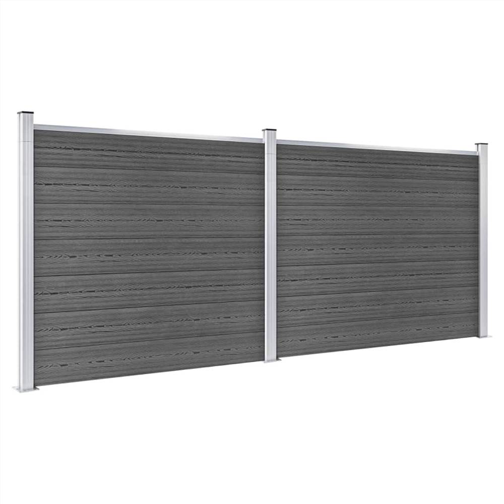Fence Panel Set WPC 353x146 cm Black