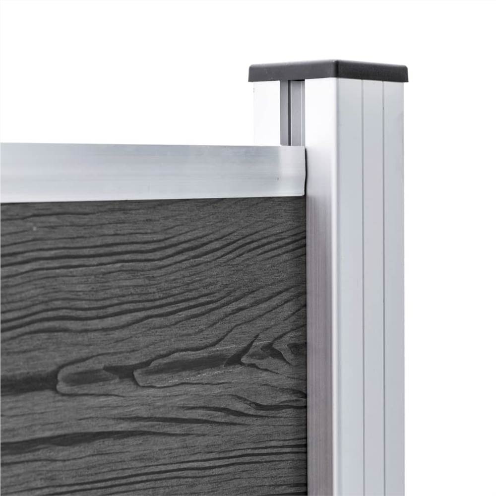 Conjunto de paneles de valla WPC 526x105 cm Negro