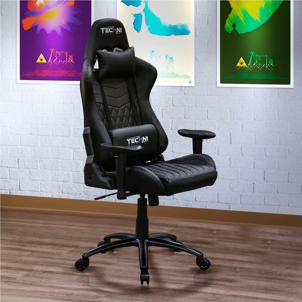 Techni Home Office PU Leather Rotatable Gaming Chair Black