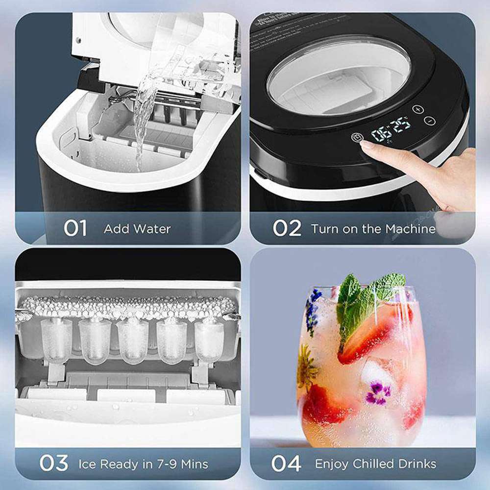 HOSOME DBJ-12AL Portable Desktop Ice Maker 2.1L Water Tank Black