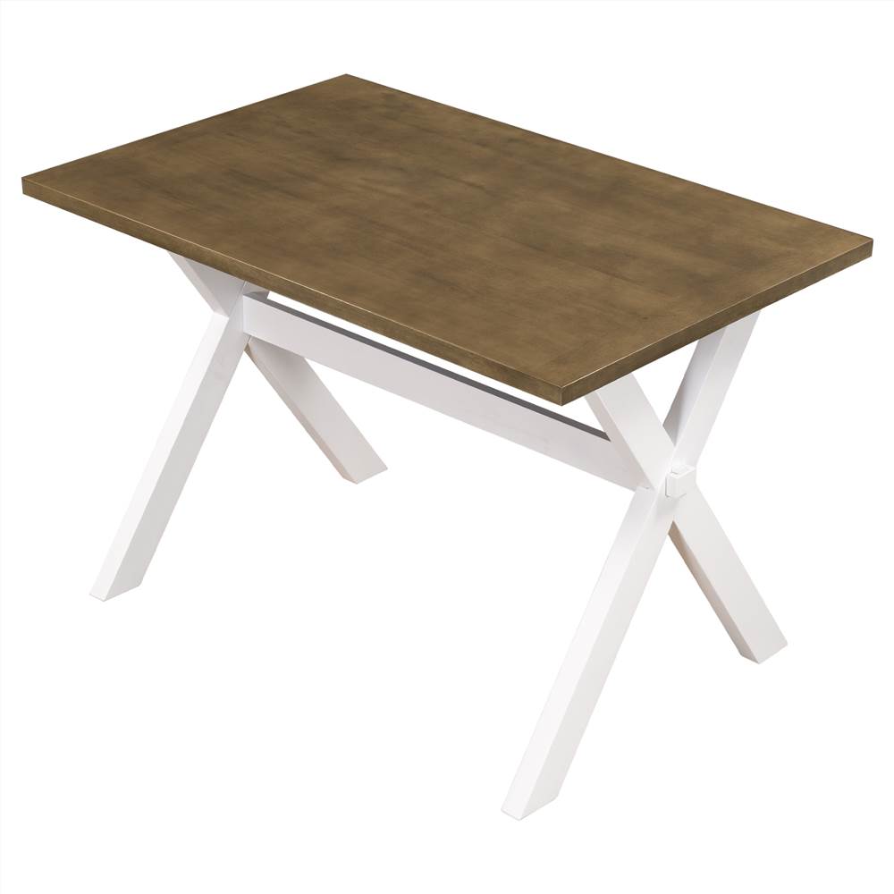 TOPMAX Farmhouse Rustic Wood Dining Table White