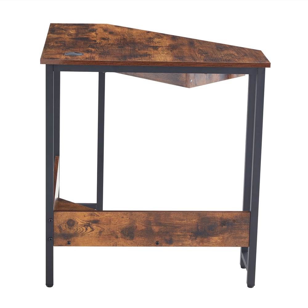 28.3" Triangle Computer Table with Keyboard Tray Brown