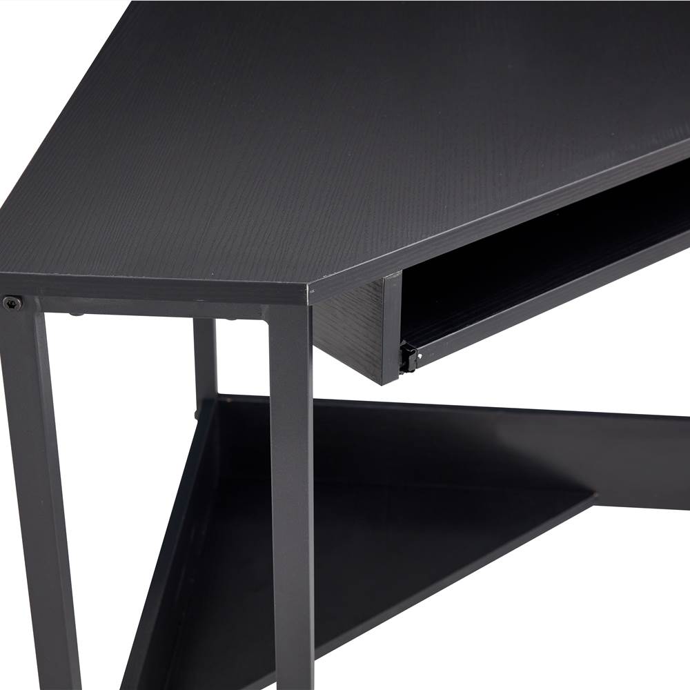 28.3" Triangle Computer Table with Keyboard Tray Black