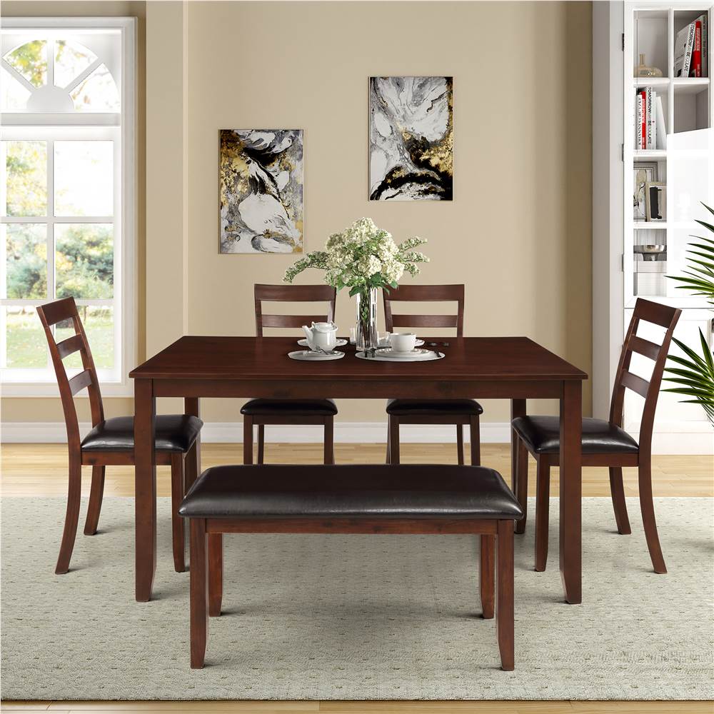 Counter Height Rectangular Dining Table with Wooden Frame Black