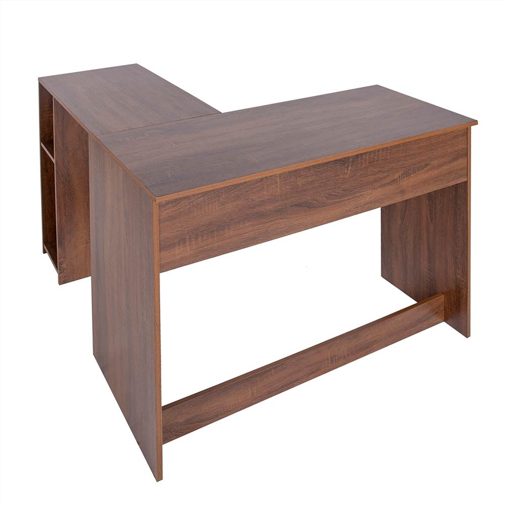 Home Office L-Shaped Corner Computer Desk Light Brown