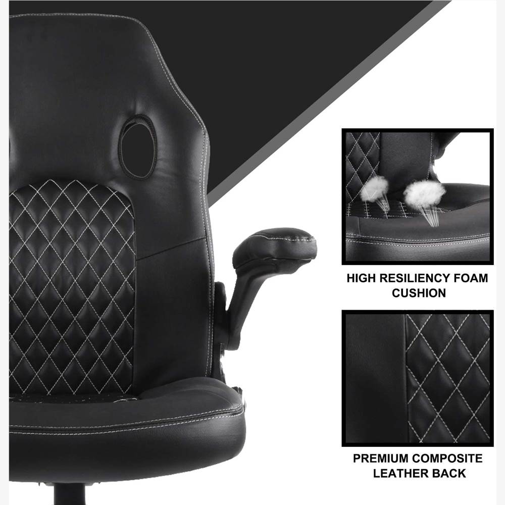 Home Office Leather Rotatable Gaming Chair Black