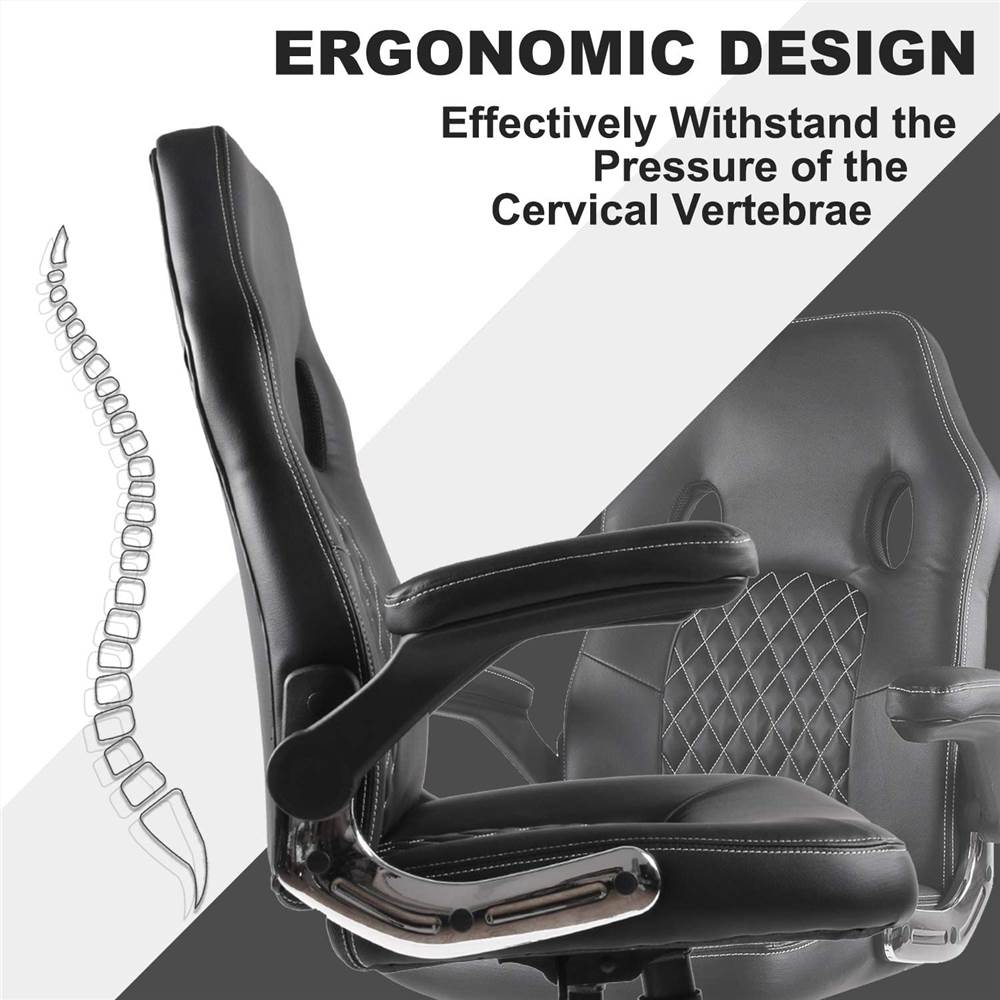 Home Office Leather Rotatable Gaming Chair Black