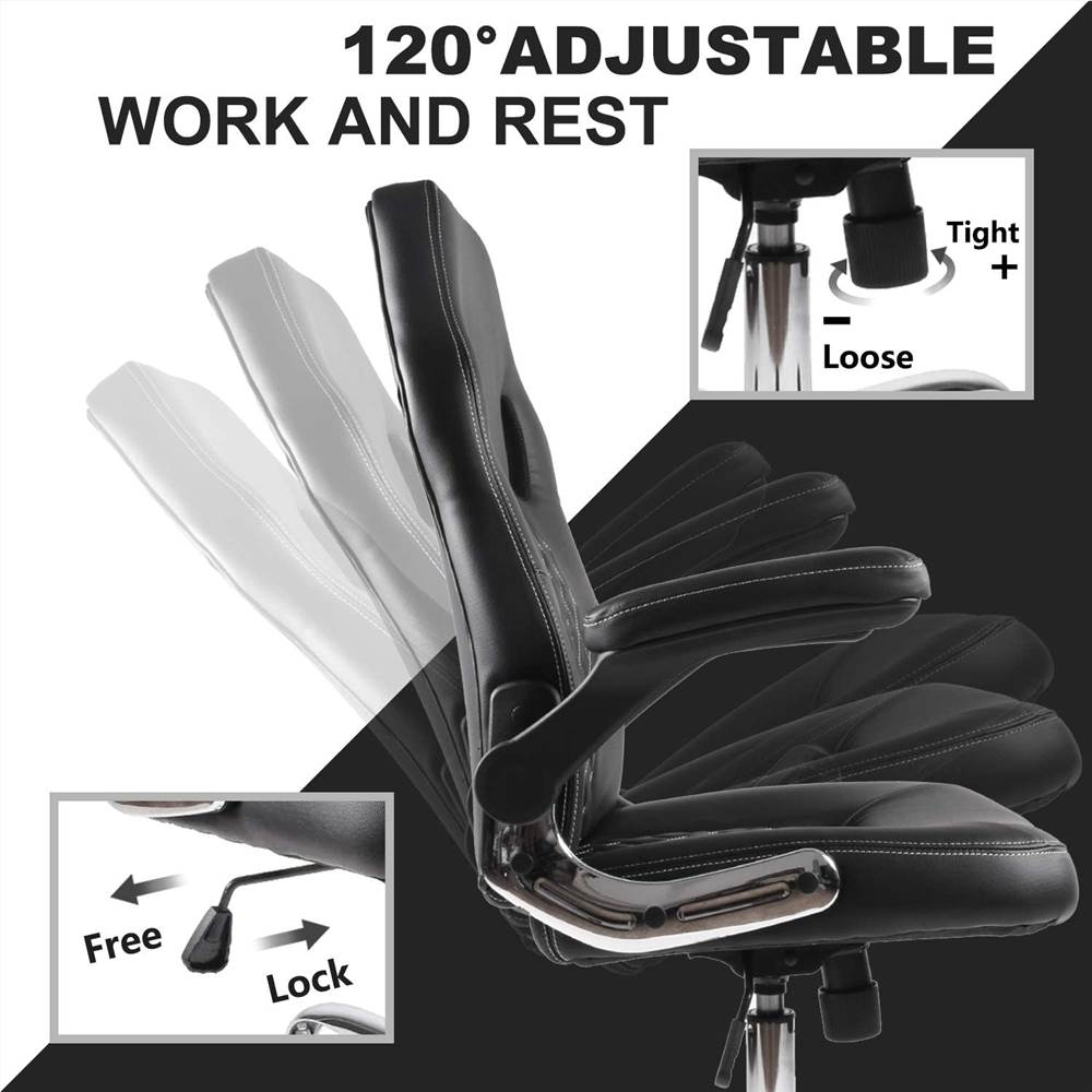 Home Office Leather Rotatable Gaming Chair Black