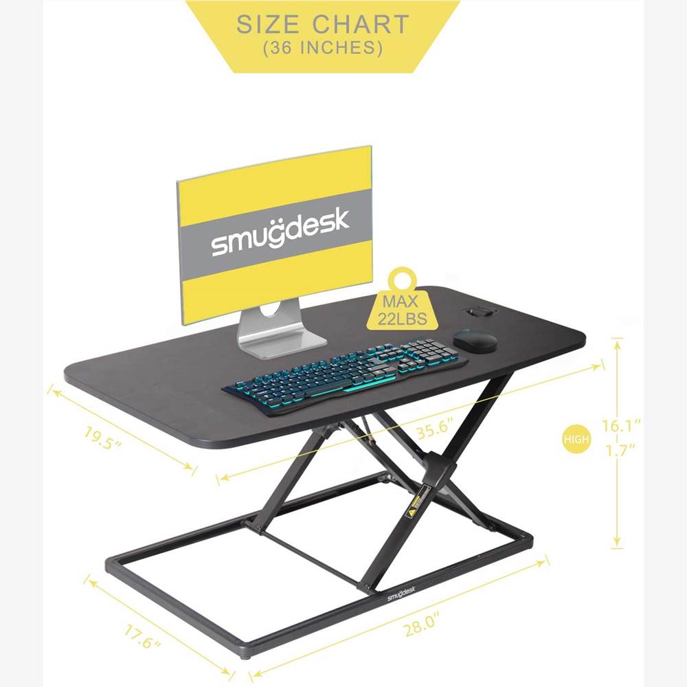 Home Office 36" Adjustable Computer Desk with Metal Frame Black