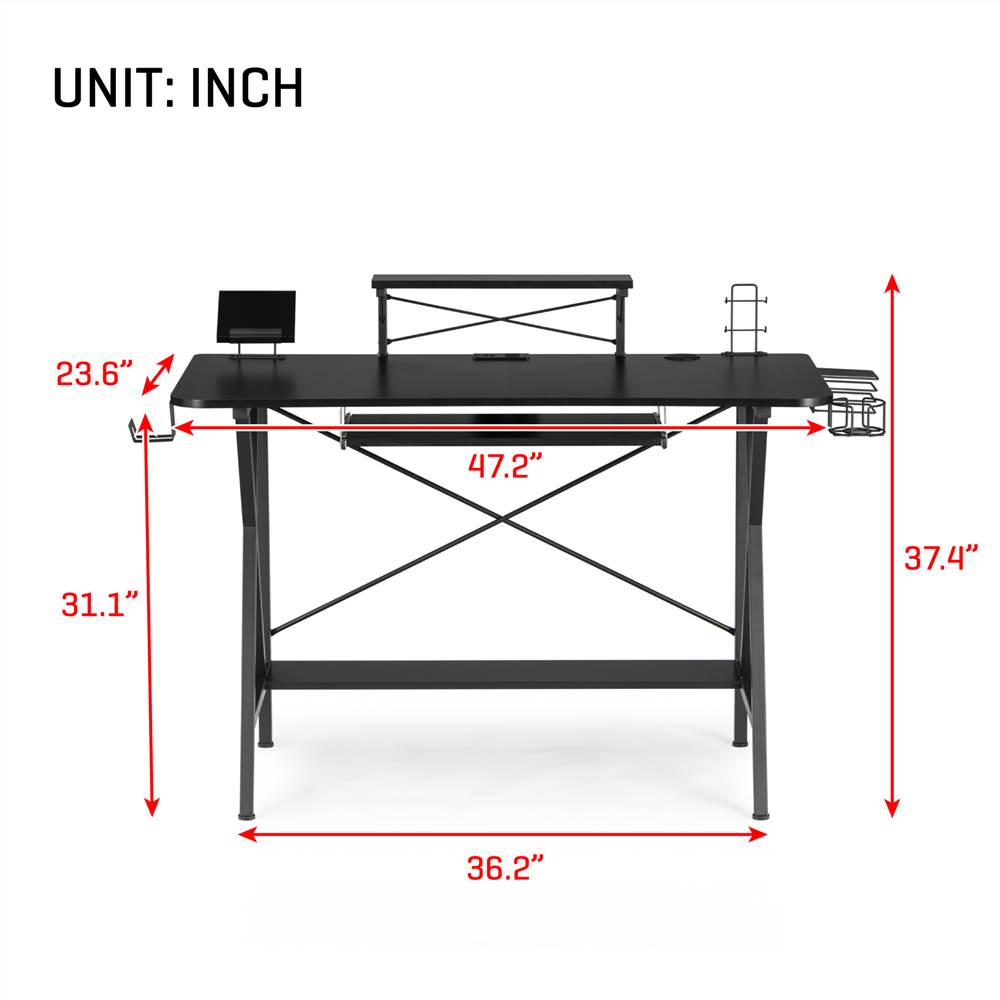 Home Office 47" Computer Desk with PC Stand Black