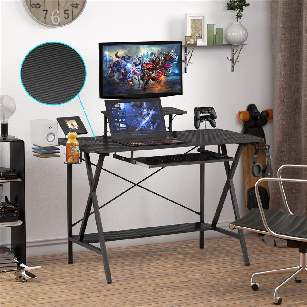 Home Office 47" Computer Desk with PC Stand Black