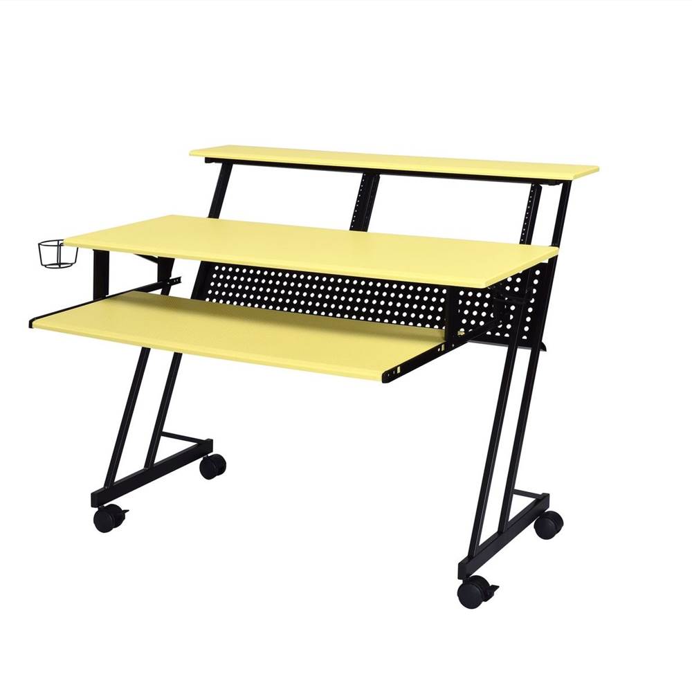 ACME Suitor Computer Desk with Keyboard Tray Yellow + Black