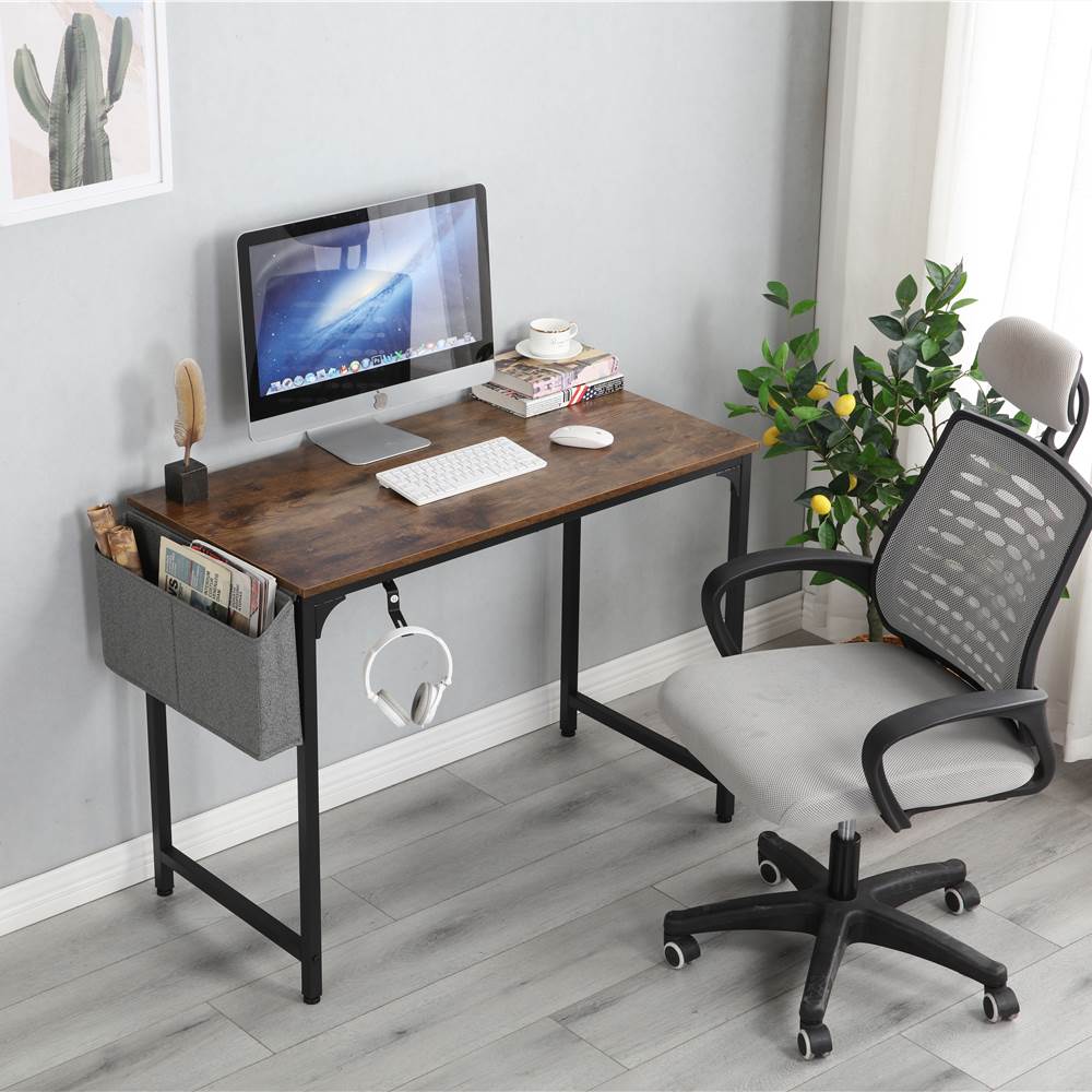 Home Office 40" Computer Desk with Wooden Tabletop Brown