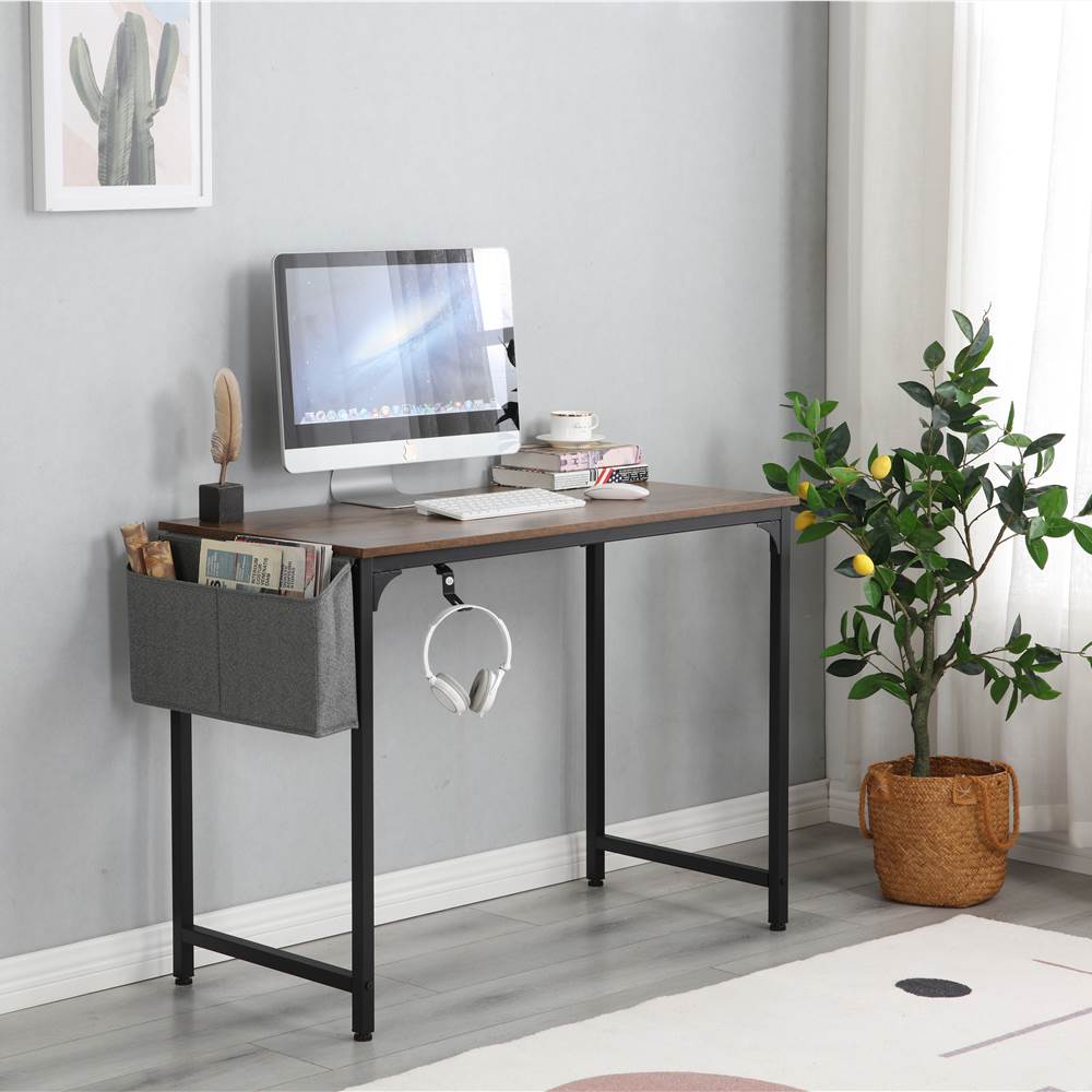 Home Office 40" Computer Desk with Wooden Tabletop Brown