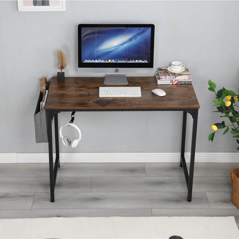 Home Office 40" Computer Desk with Wooden Tabletop Brown