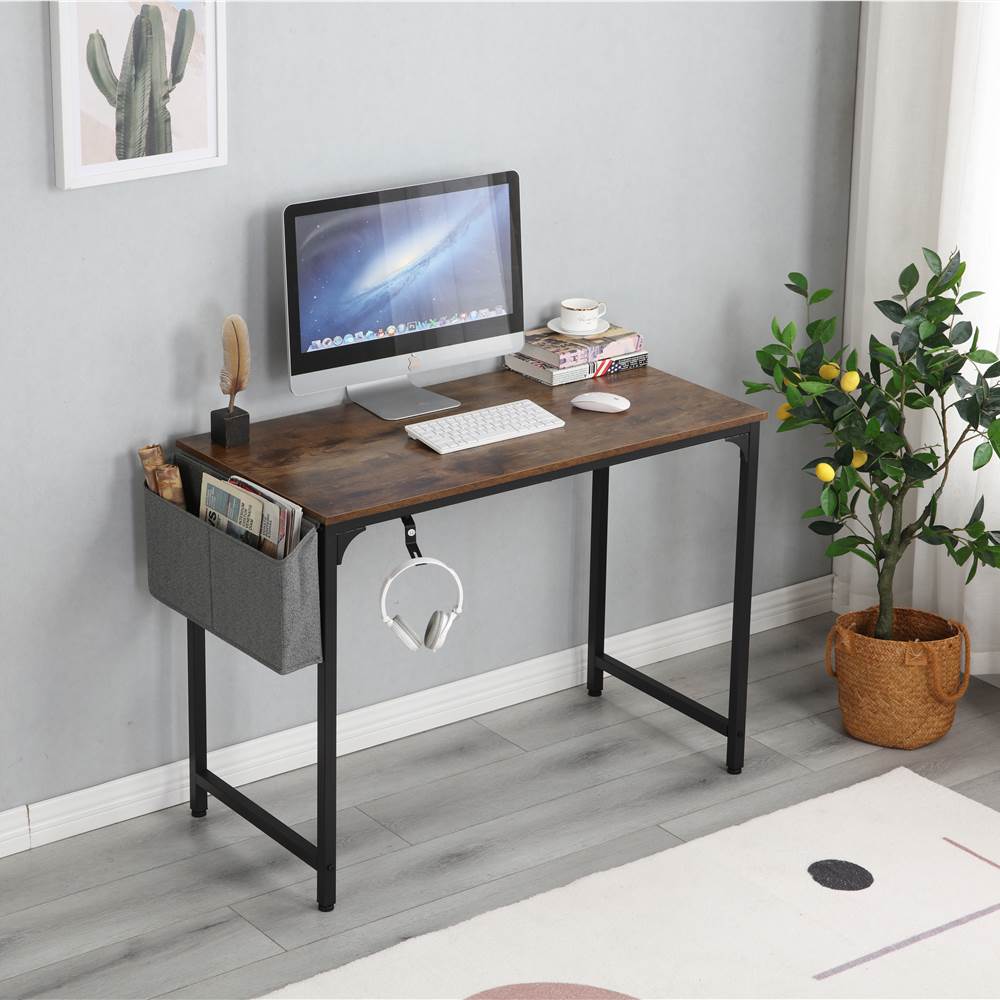 Home Office 40" Computer Desk with Wooden Tabletop Brown