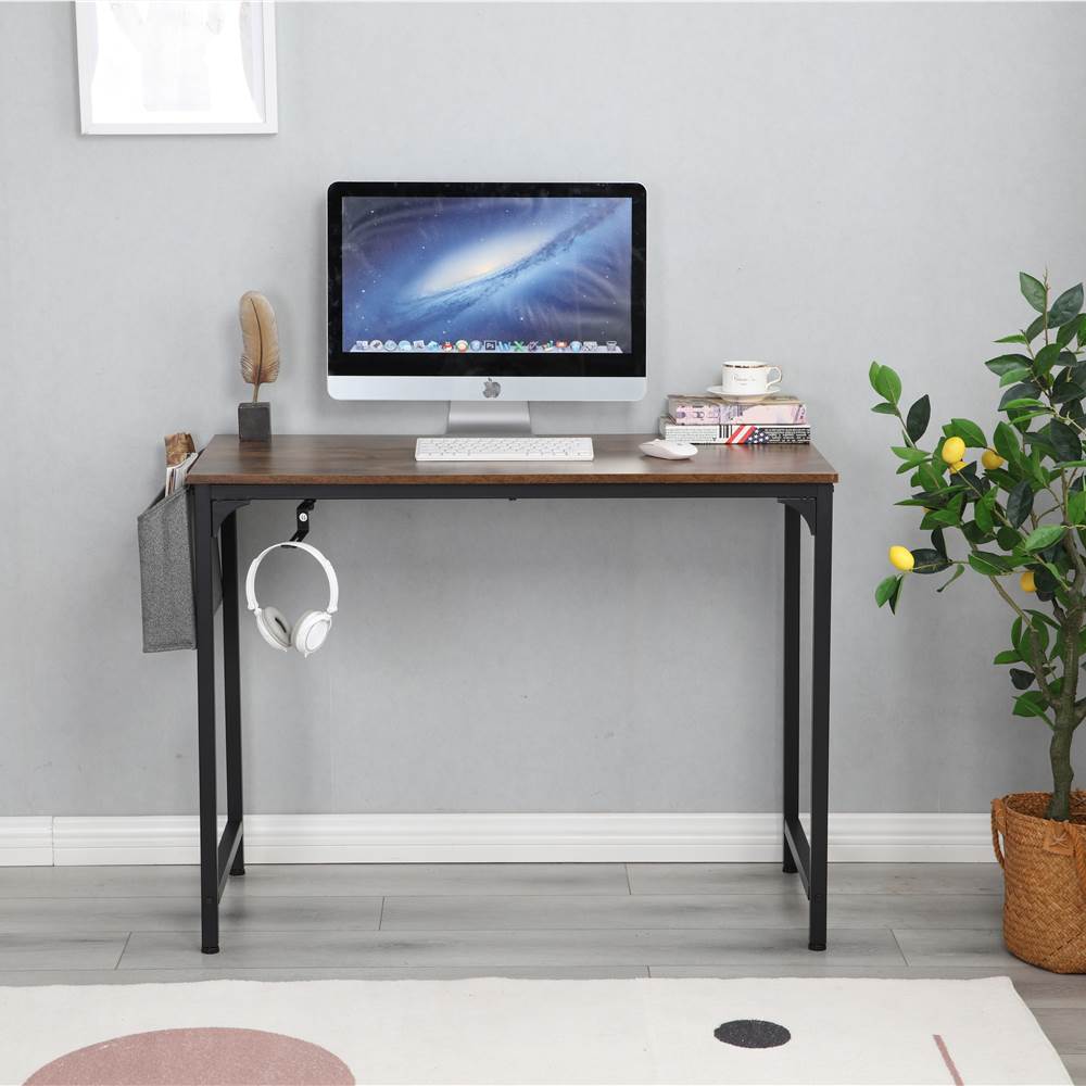 Home Office 40" Computer Desk with Wooden Tabletop Brown