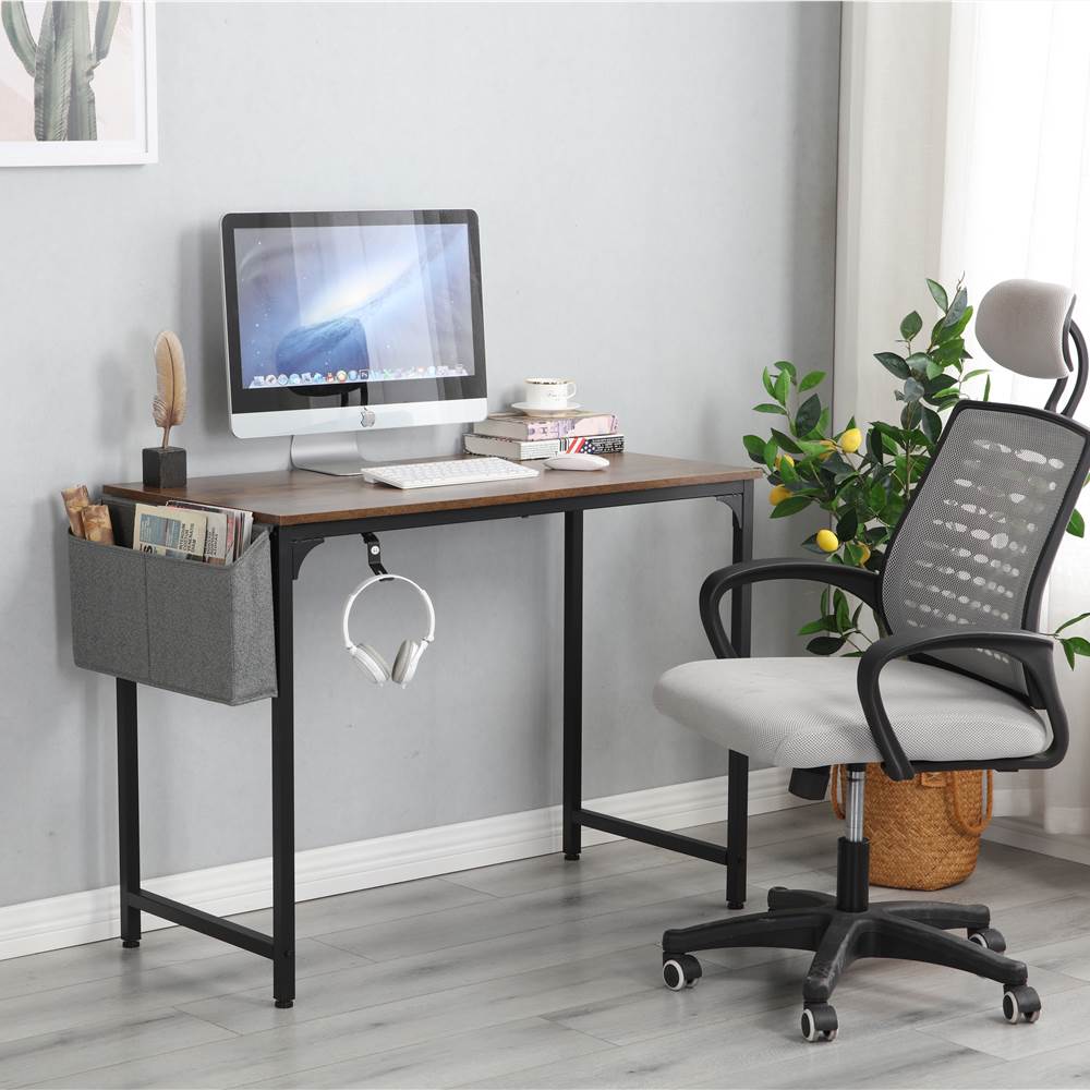 Home Office 40" Computer Desk with Wooden Tabletop Brown