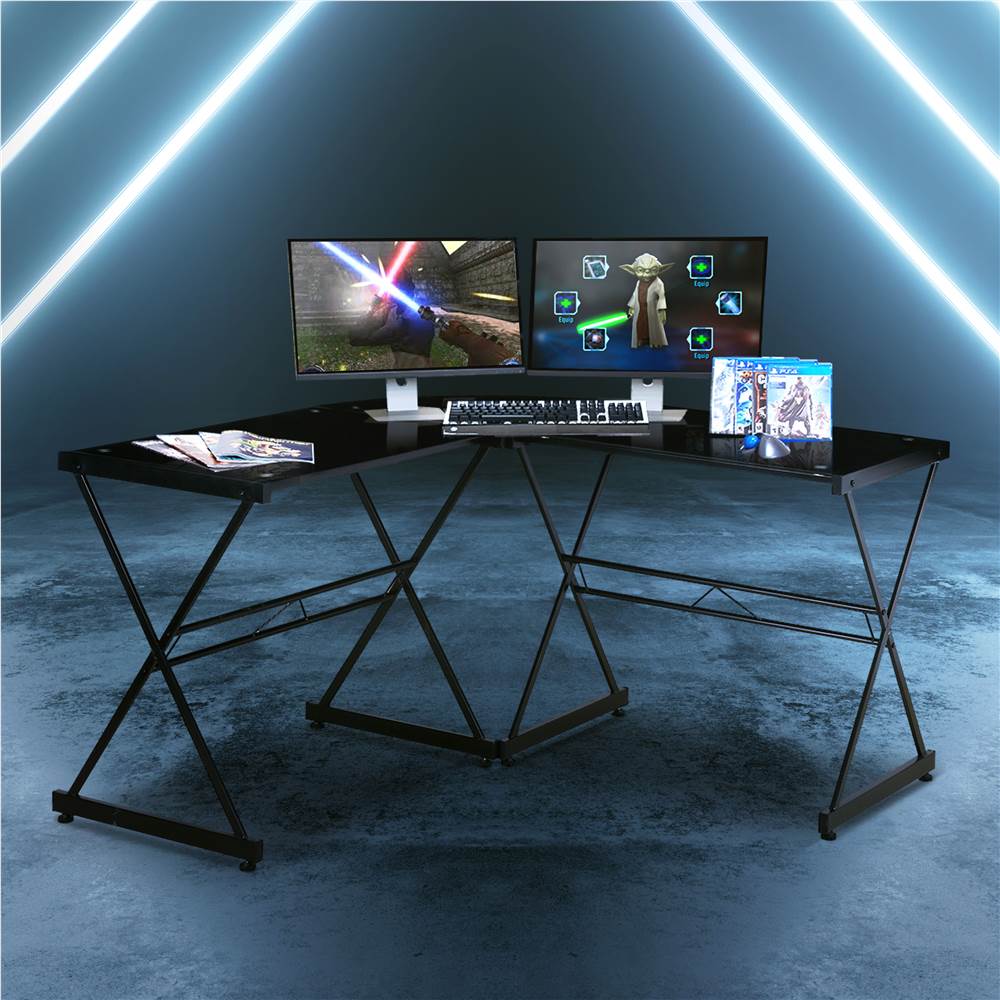 Techni Mobili Home Office L-Shaped Computer Desk Black