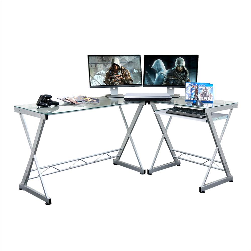 Techni Mobili Home Office Computer Desk with Keyboard Panel White