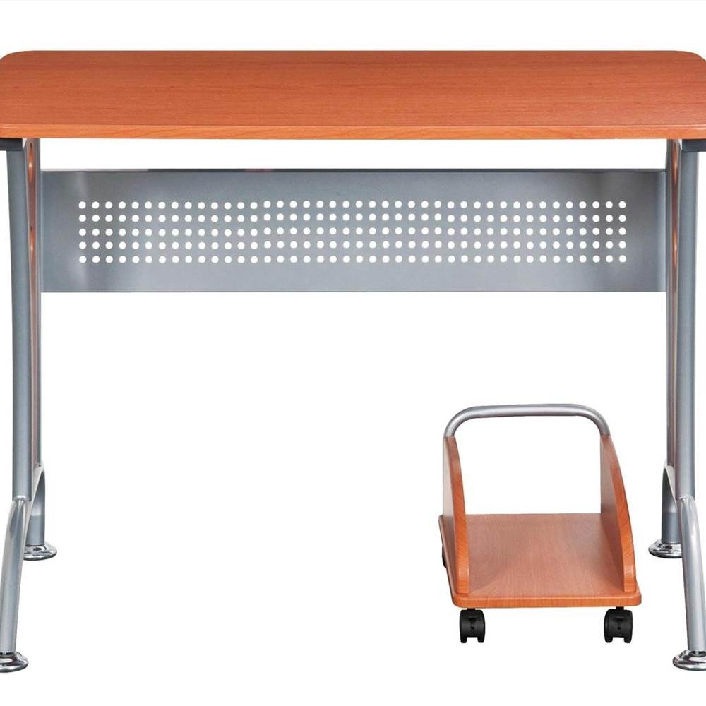 Techni Mobili Computer Desk with Mobile CPU Caddy Brown