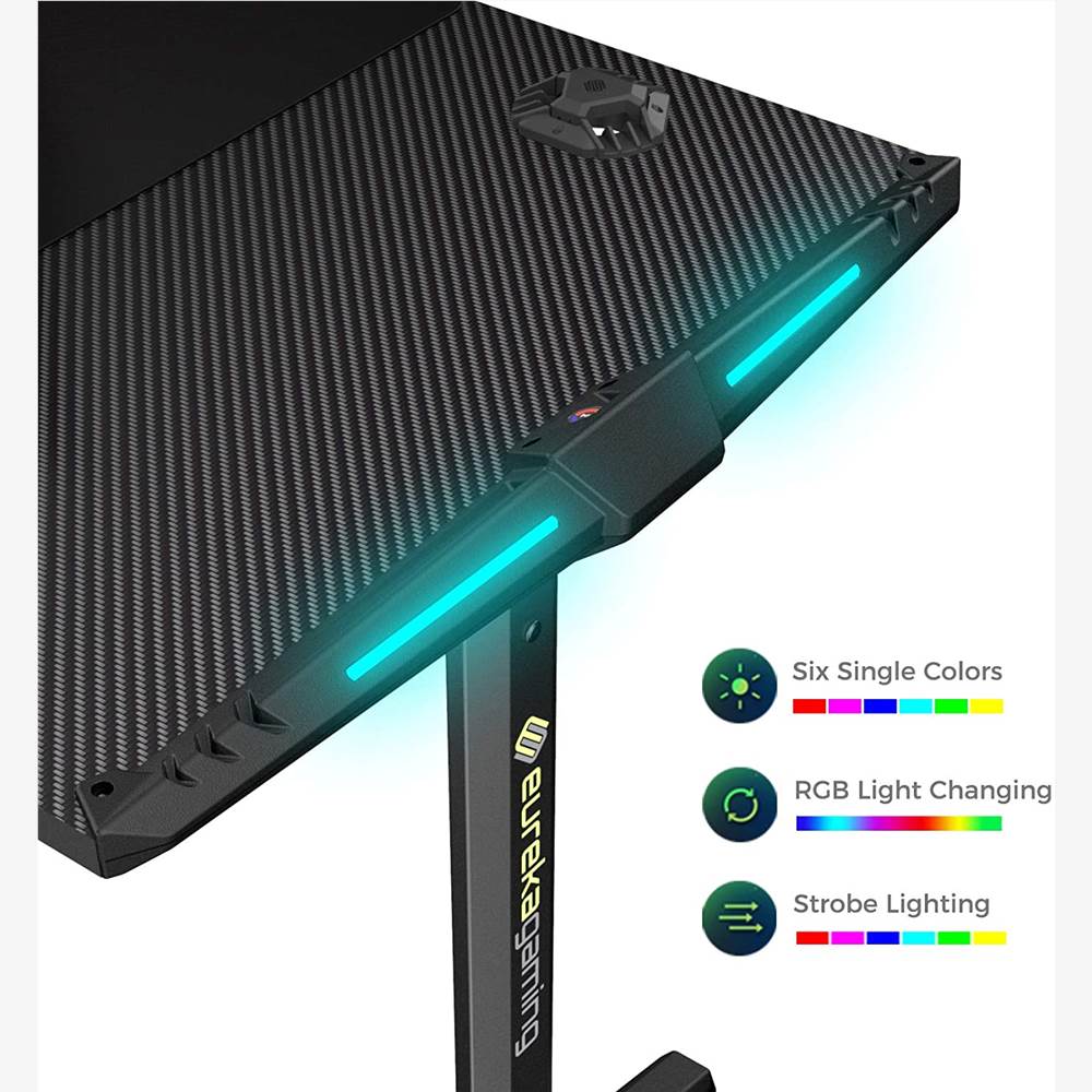 Home Office 55" Gaming Desk with RGB LED Lights Black