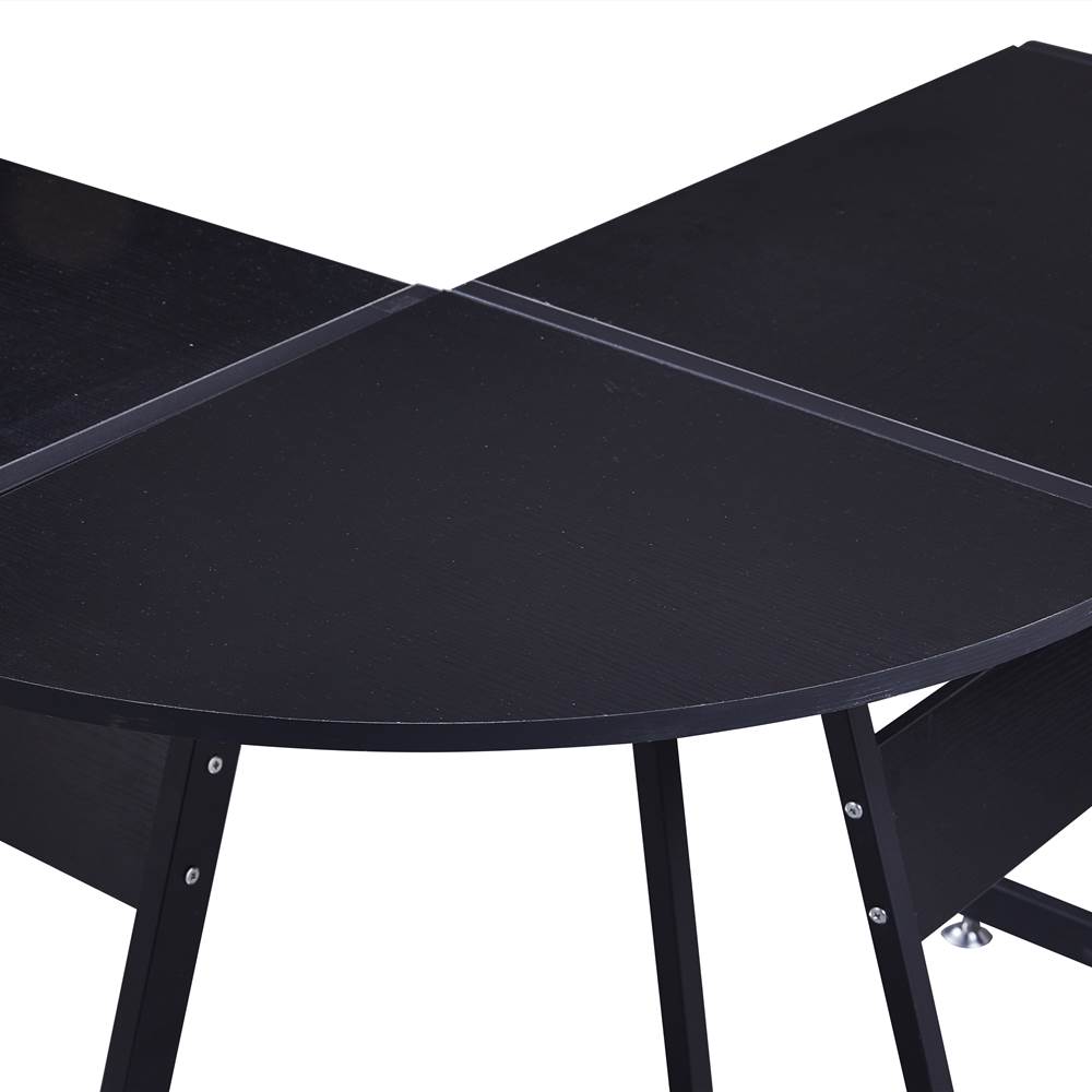 Home Office L-Shaped Computer Desk with Keyboard Tray Black