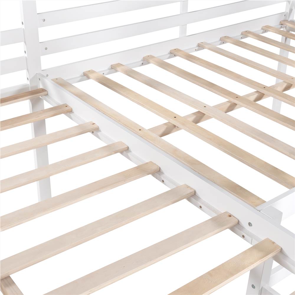 Full-Size House-Shaped Loft Bed Frame with Slide White