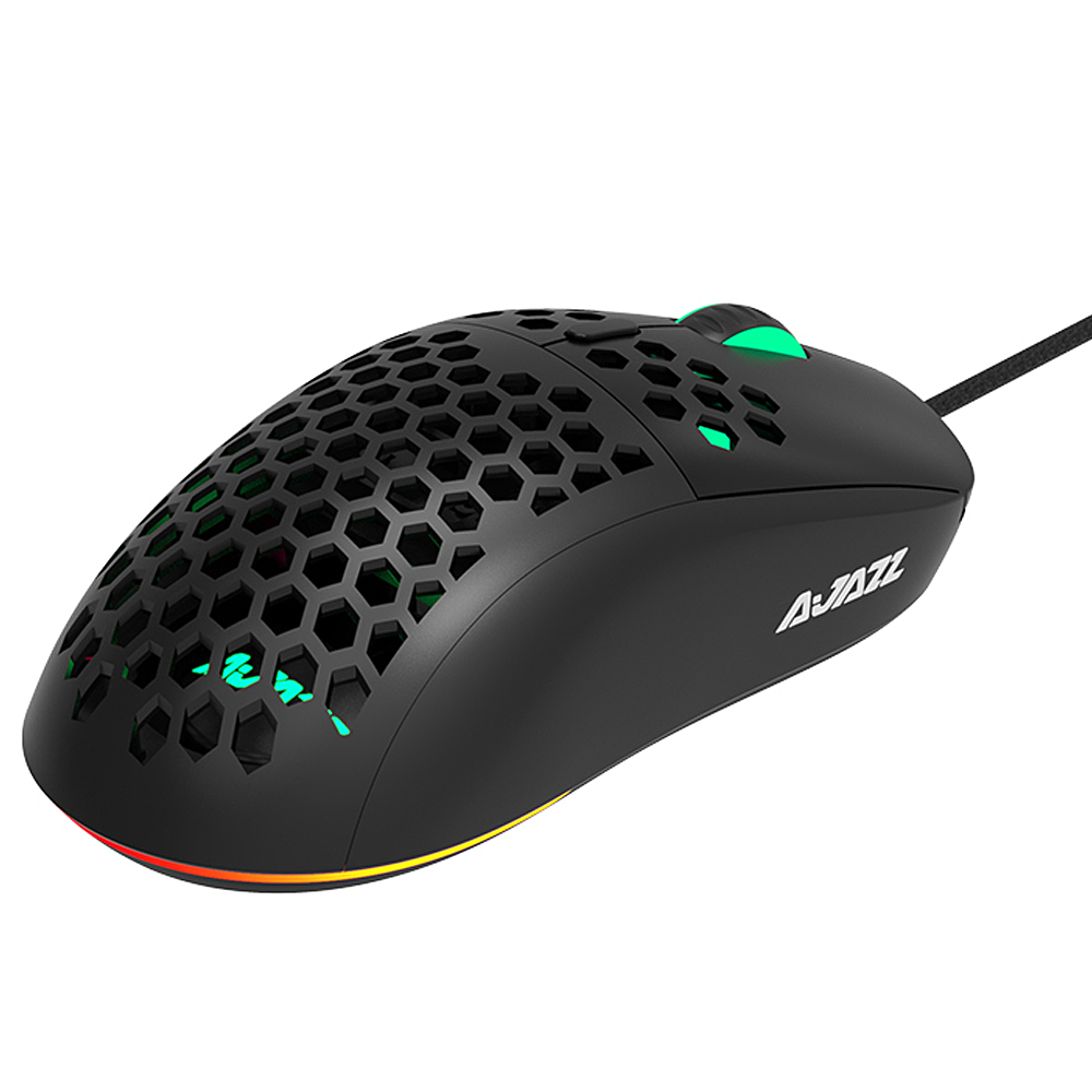 Ajazz AJ380R Ultralight Wired Mouse RGB Light Adjustable Black