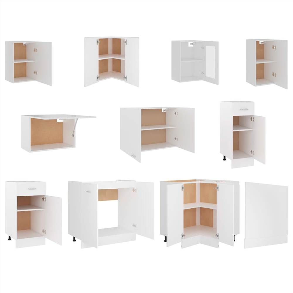11 Piece Kitchen Cabinet Set White Chipboard