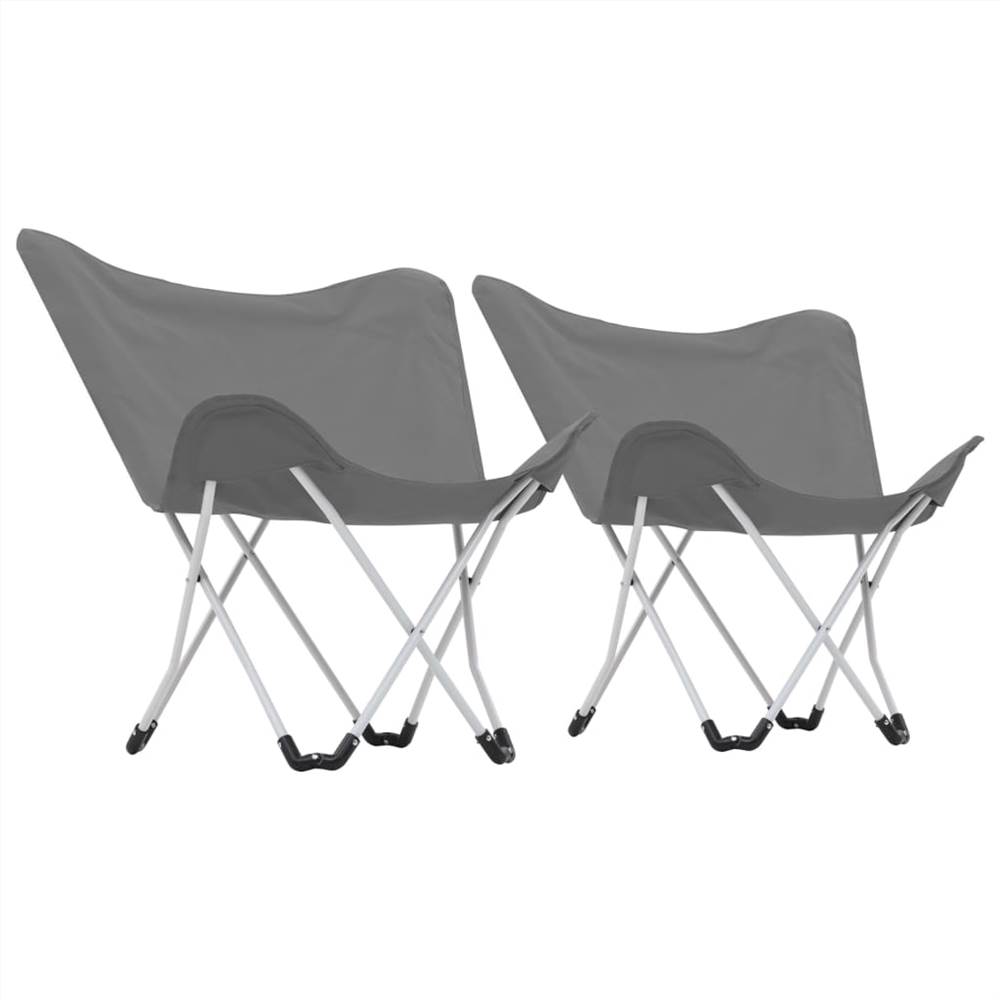 Butterfly Camping Chairs 2 pcs Foldable Grey