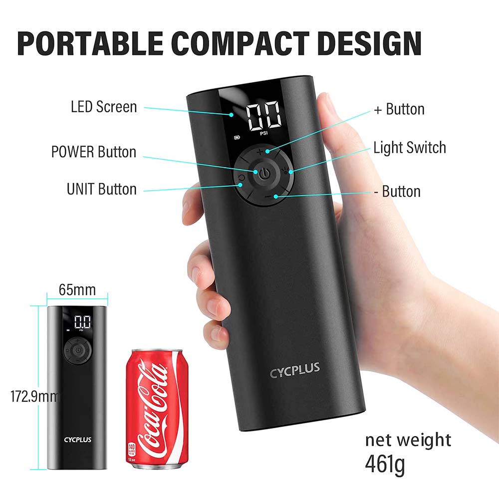 CYCPLUS A8 Air Pump 2600 mAh 150 PSI Electric Compressor Black
