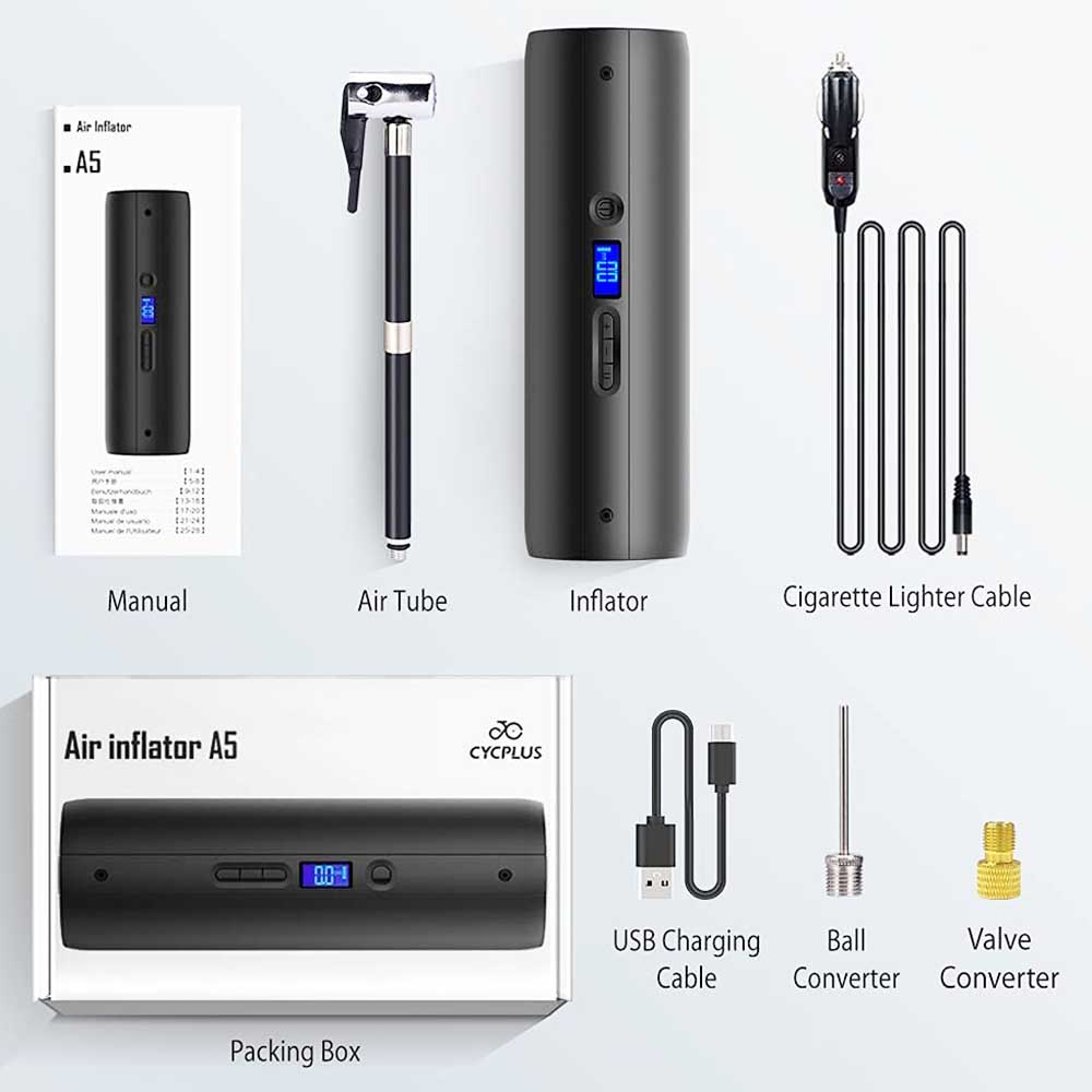 Cycplus A5 Car Air Pump 150 psi Electric Mini Tyre Pump Black