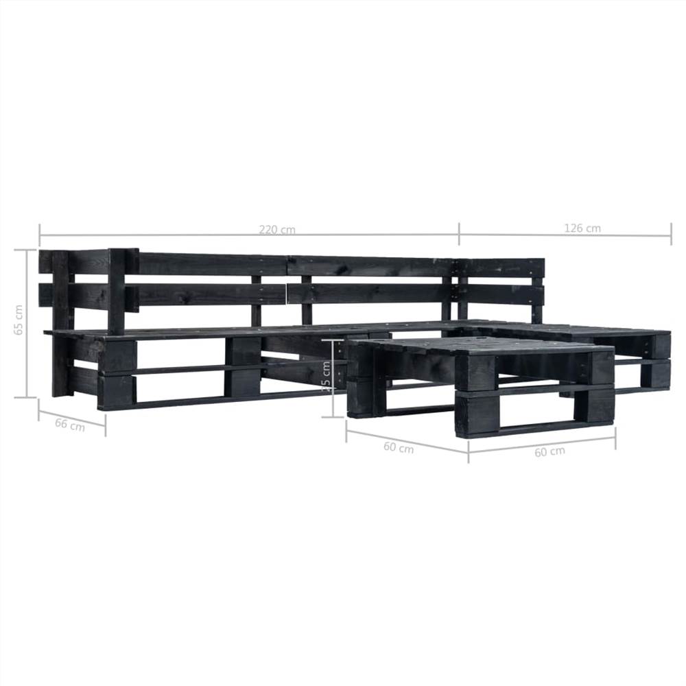 4 Piece Garden Pallet Lounge Set Black Wood