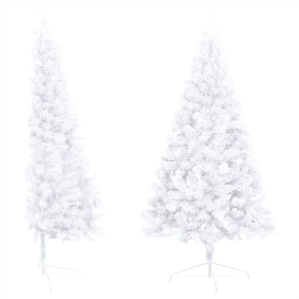 Artificial Half Christmas Tree with LED&Stand White 240 cm PVC