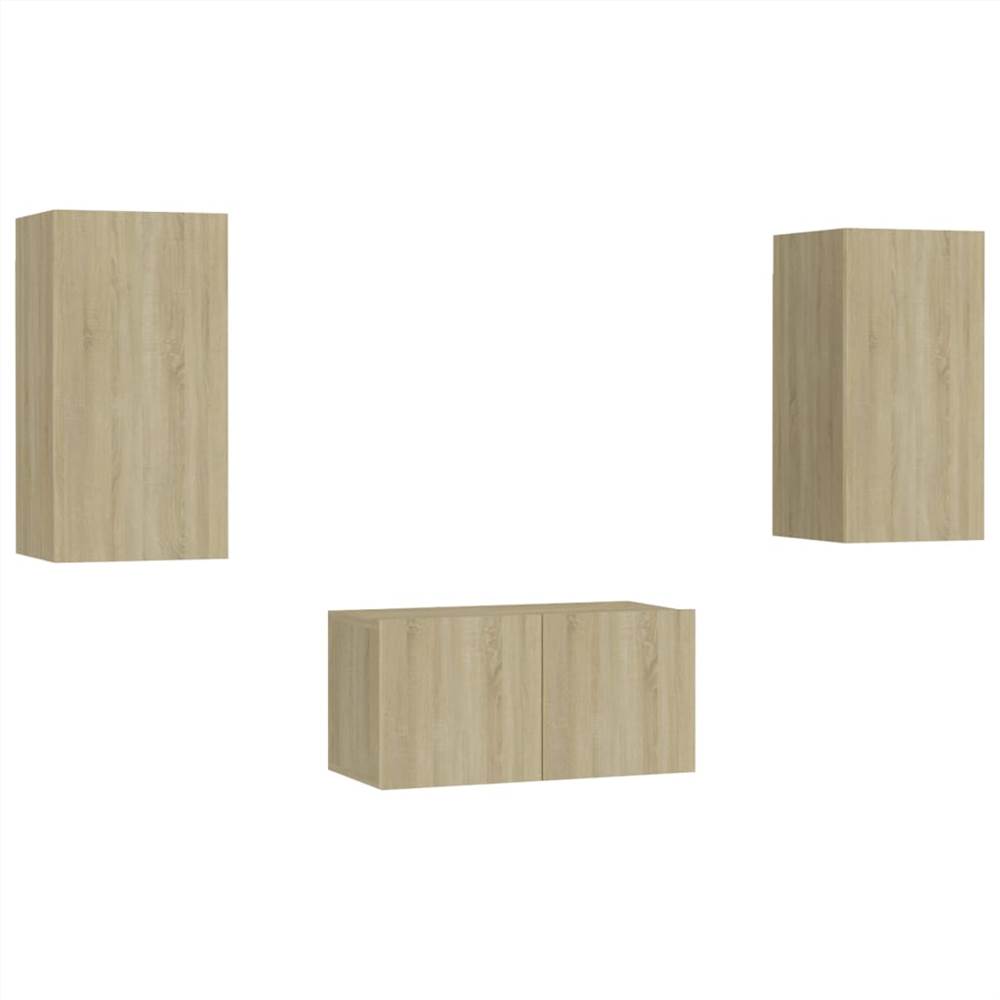 3 Piece TV Cabinet Set Sonoma Oak Chipboard