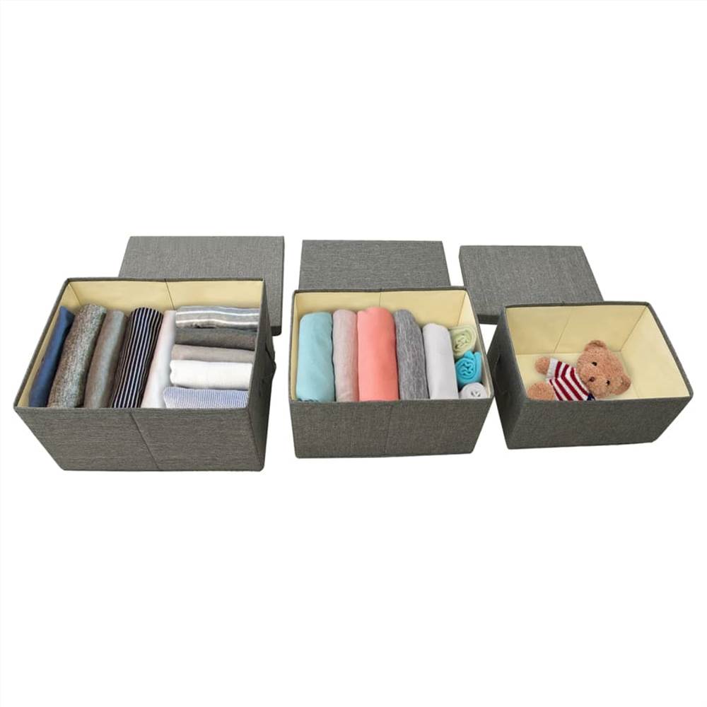 Stackable Storage Box Set of 3 Piece Fabric Anthracite