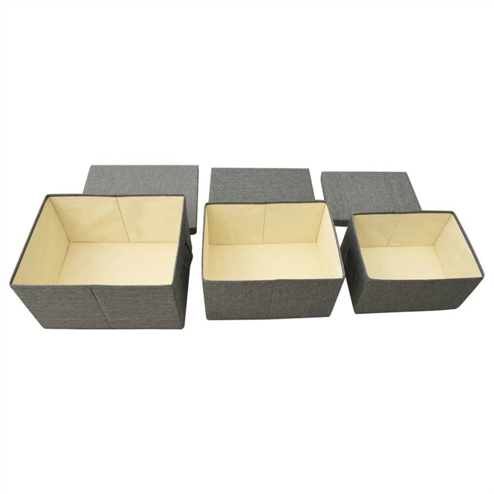 Stackable Storage Box Set of 3 Piece Fabric Anthracite