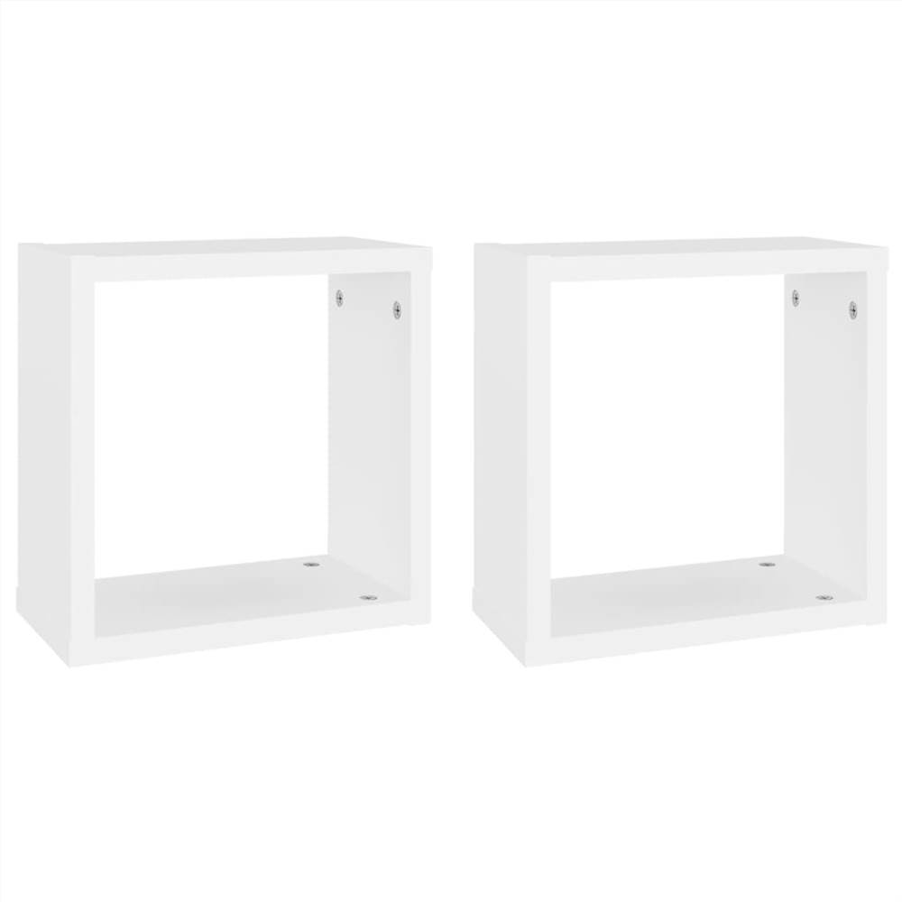 Wall Cube Shelves 2 pcs White 30x15x30 cm