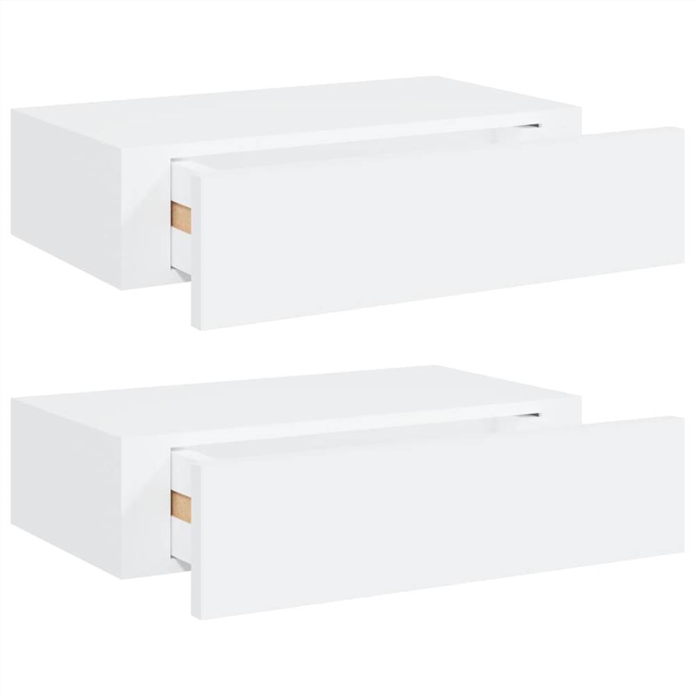 Wall-mounted Drawer Shelves 2 pcs White 40x23.5x10 cm MDF
