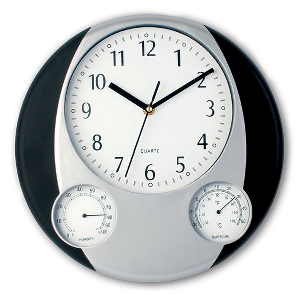 Round Plastic Wall Clock With Temperature And Humidity Sensor | Europe