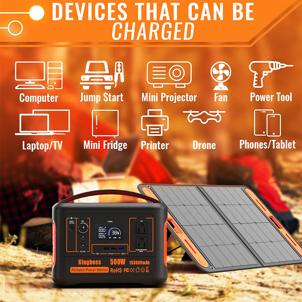 Kingboss 500W Portable Power Station 568WH Solar Generator