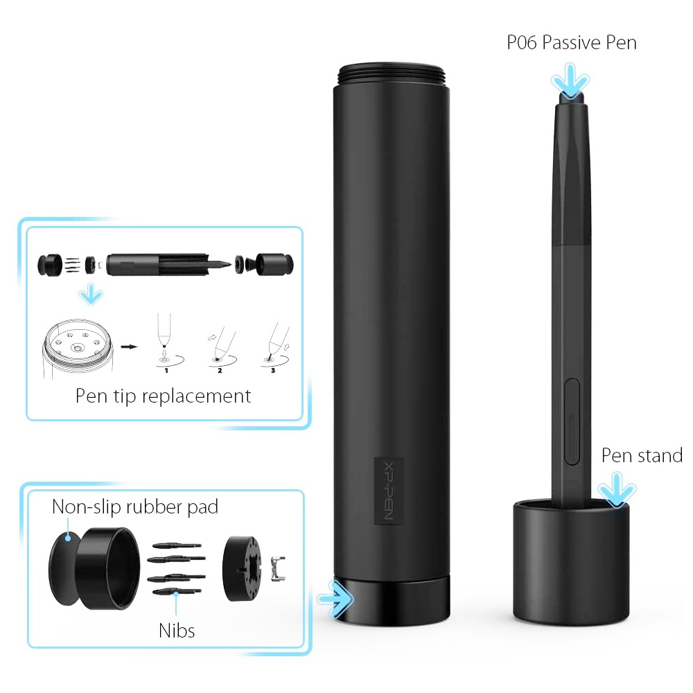 XP-PEN Deco 02 Graphic Tablet with 10 x 5.63 Inch Work Surface Black