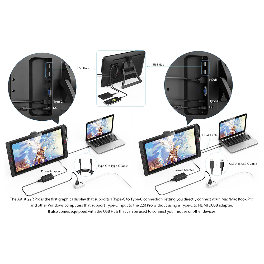 XP-PEN Artist 22R Pro Graphic Tablet with 21.5 Inch FHD Display Black