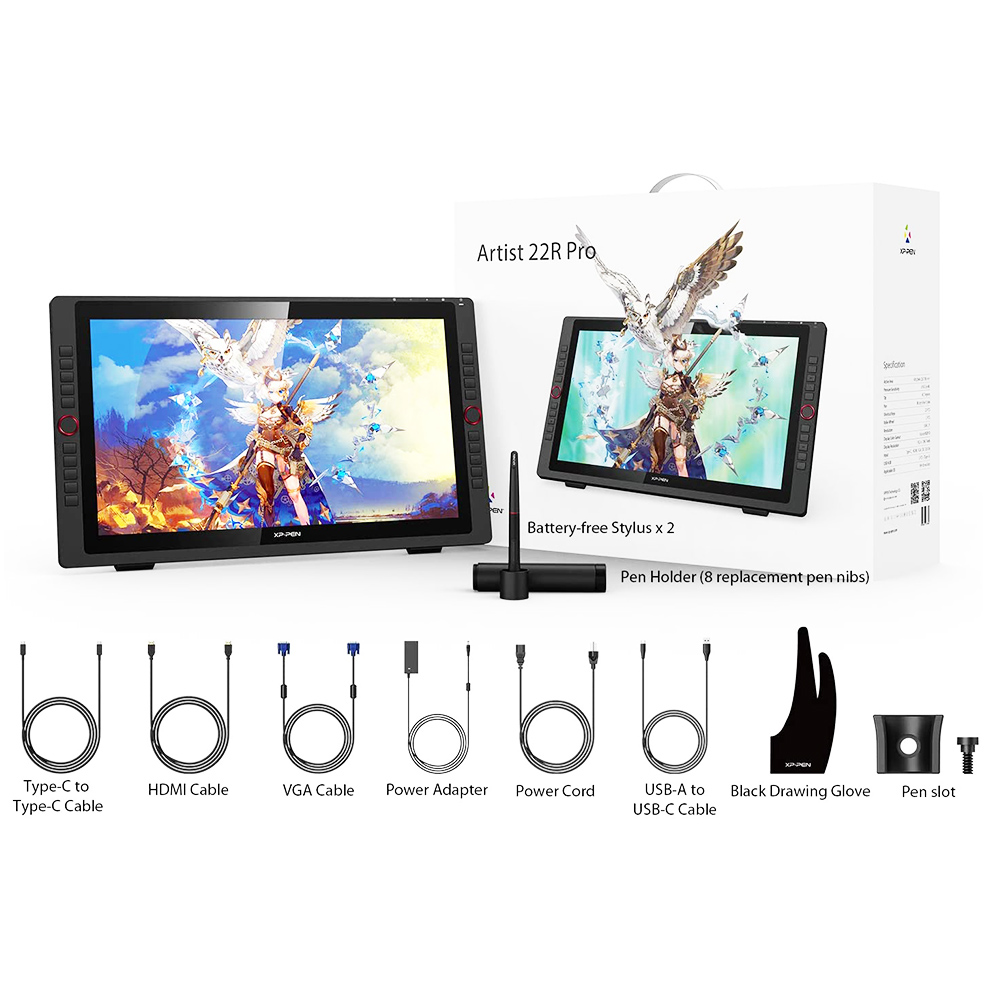 XP-PEN Artist 22R Pro Graphic Tablet with 21.5 Inch FHD Display Black