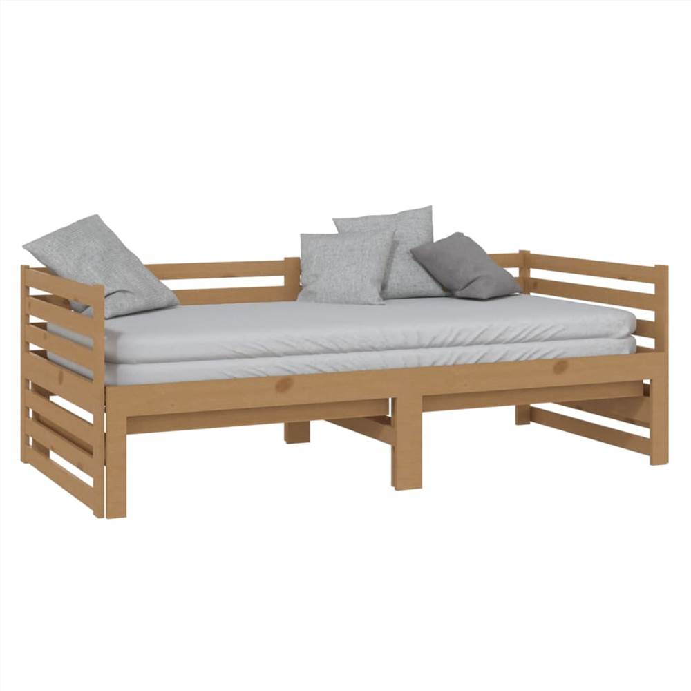 Pull-out Day Bed Honey Brown Solid Pinewood 2x
