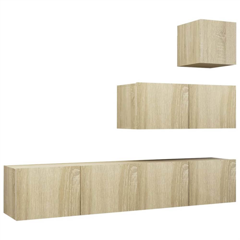 4 Piece TV Cabinet Set Sonoma Oak Chipboard